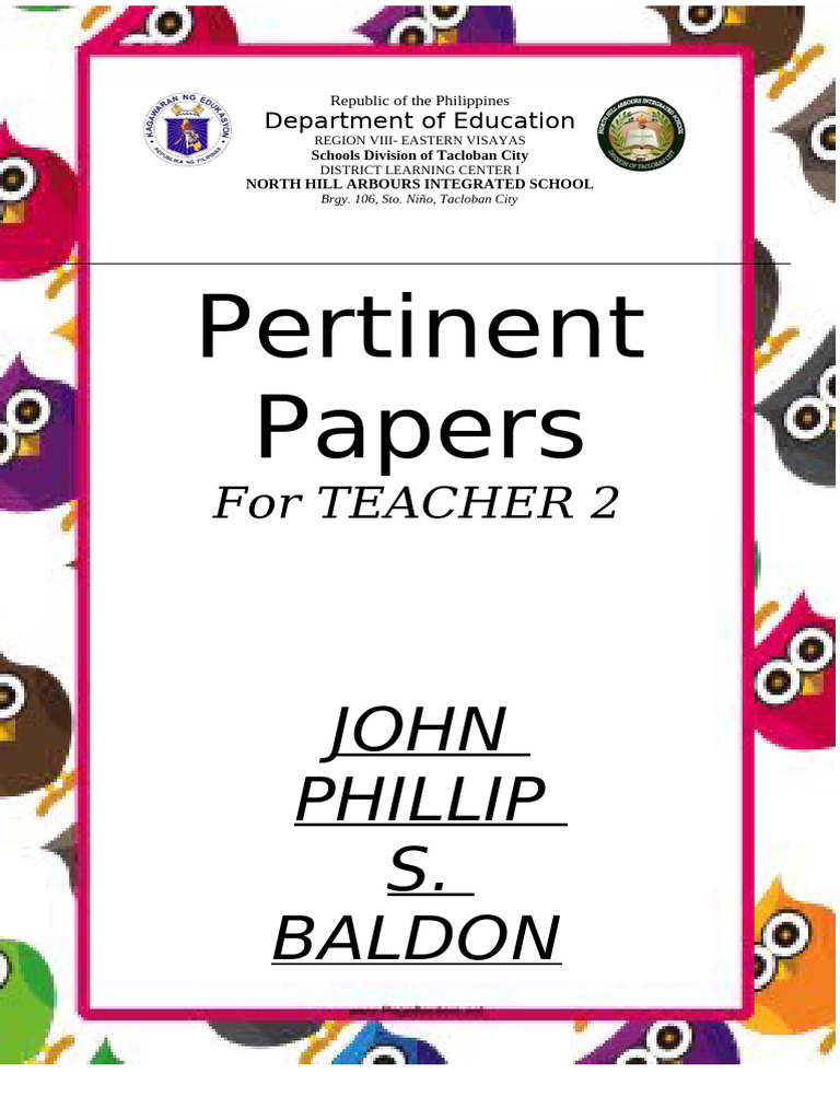 Pertinent Papers Cover Page John Phillip B | PDF