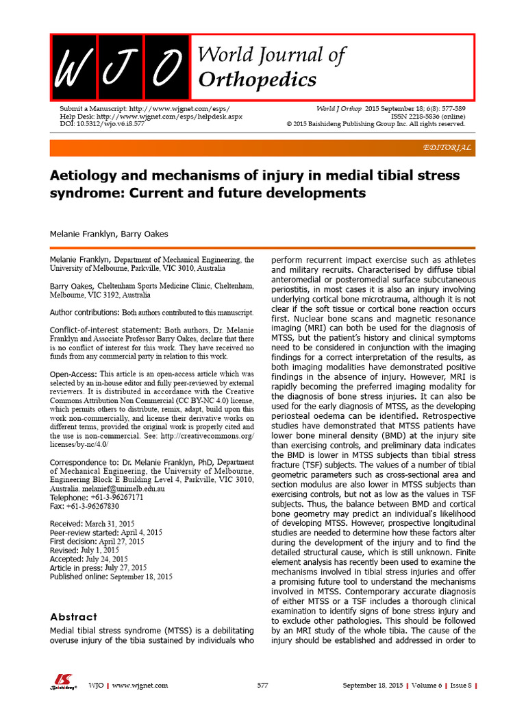 2015 - Franklyn - Aetiology and mechanisms of injury in medial tibial ...