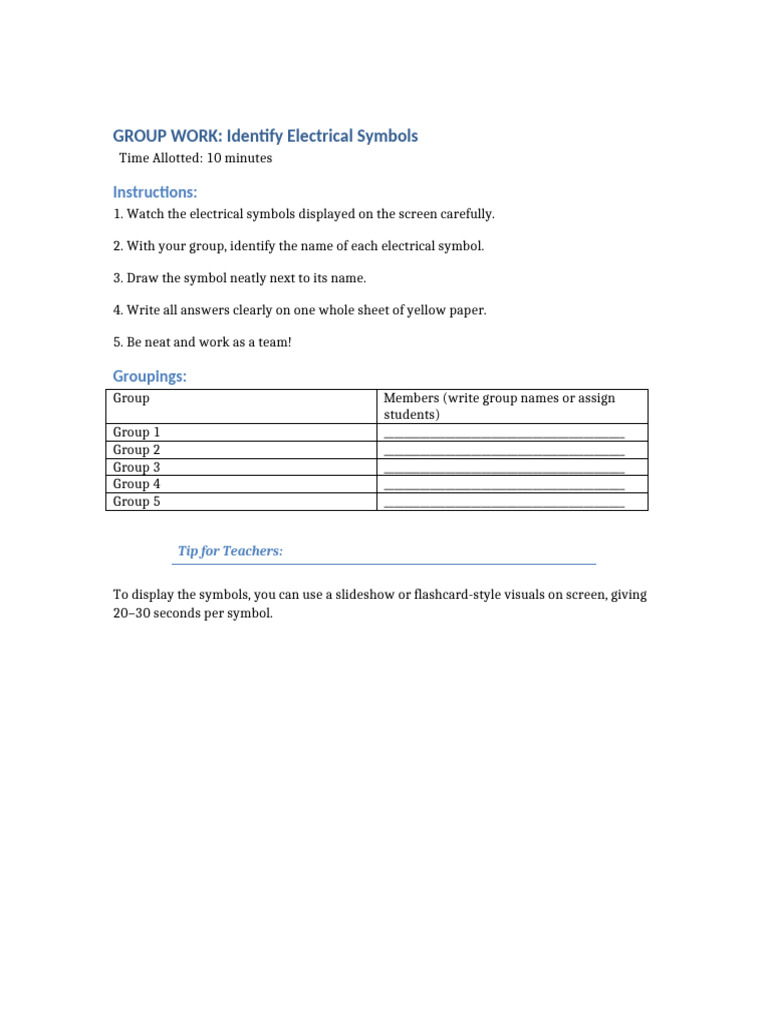 Identifying Electrical Symbols in Groups | PDF
