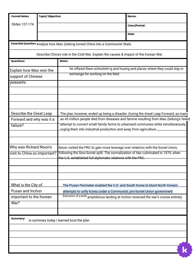 Bernabe Sotelo - Topic 8 Cold War China & Korean War | PDF