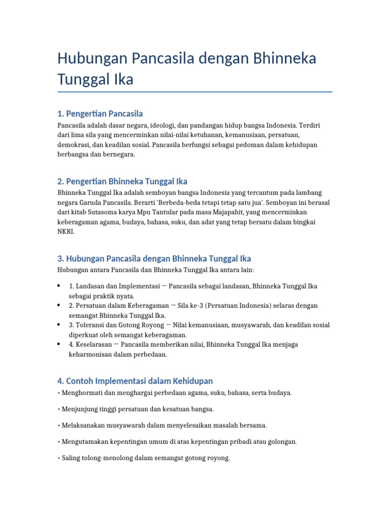 Pancasila dan Bhinneka Tunggal Ika: Sinergi Nasional | PDF