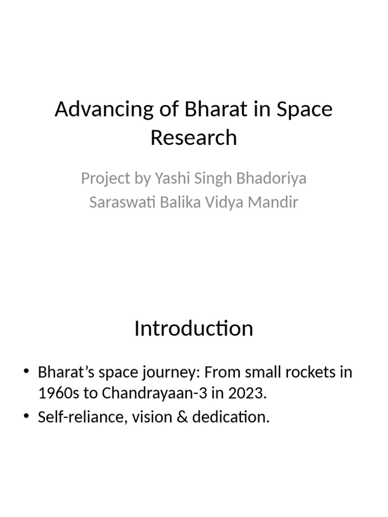 Advancing Bharat in Space Research | PDF