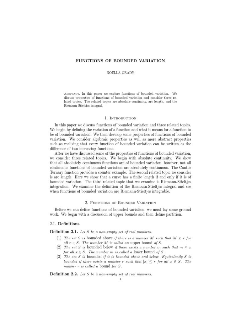 Functions Of Bounded Variation Pdf Continuous Function Monotonic