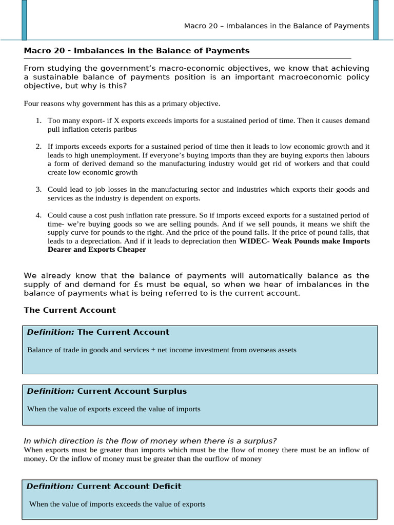 Handout 20 - Imbalances in The Balance of Payments | PDF ...