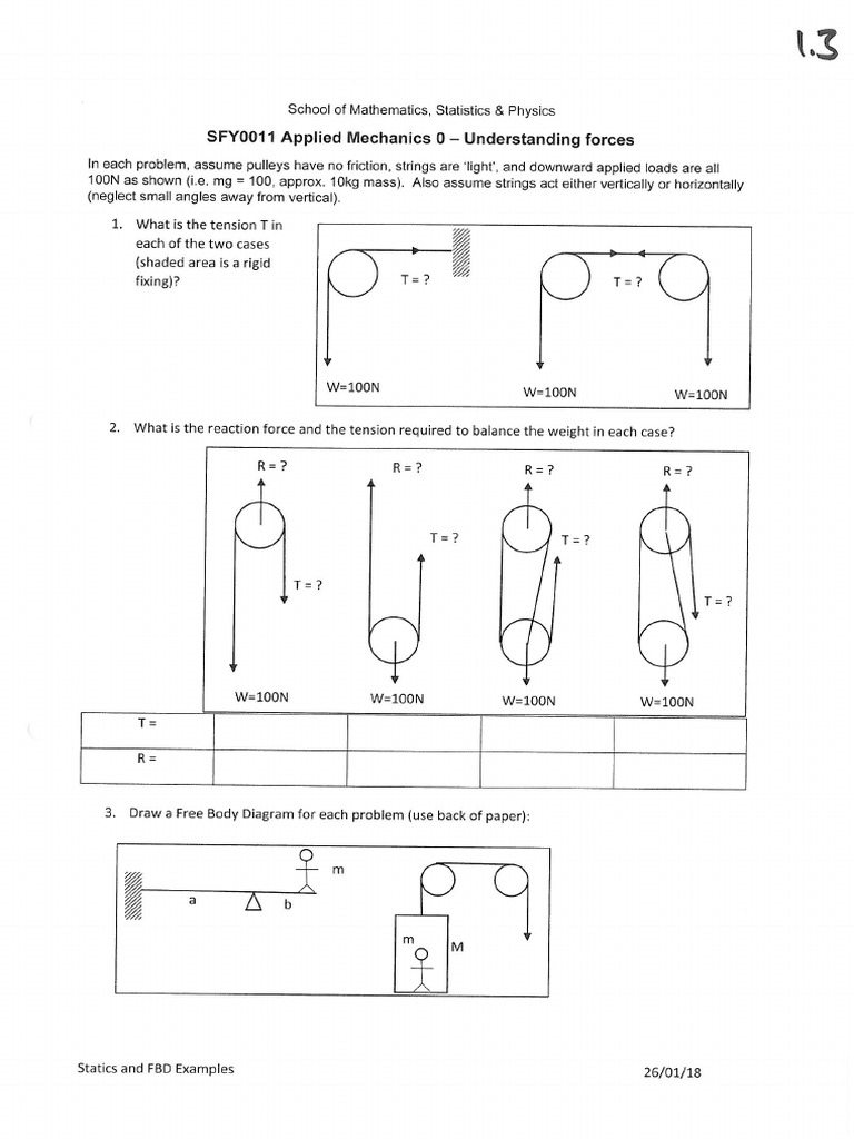 Mechanics SFY0011 Forces and Friction | PDF