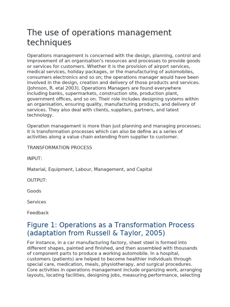 The Use of Operations Management Techniques | PDF | Lean Manufacturing | Dell