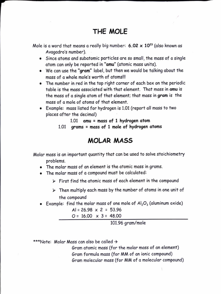 Molar Mass and Stoichiometry Guide | PDF