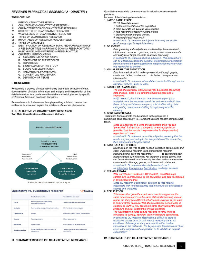 Reviewer in Practical Research 2 Quarter 1 | PDF | Quantitative ...
