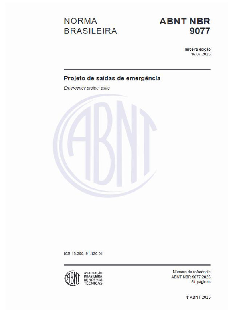 NBR 9077 - 2025 - Saídas de Emergência | PDF