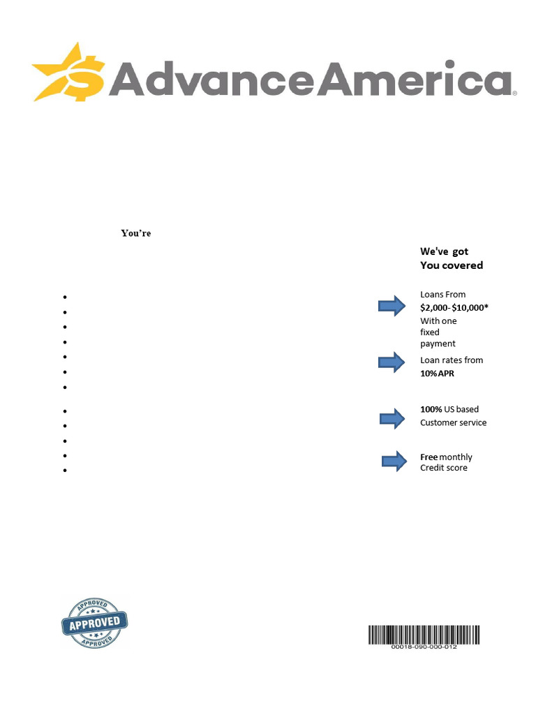 Prequalified Loan Offer from Advance America | PDF | Loans | Credit Card