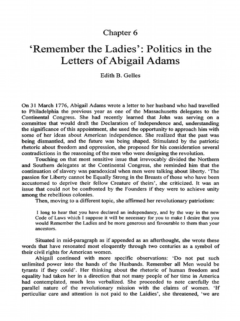 Abigail Adams: Remember the Ladies | PDF | Abigail Adams | John Adams