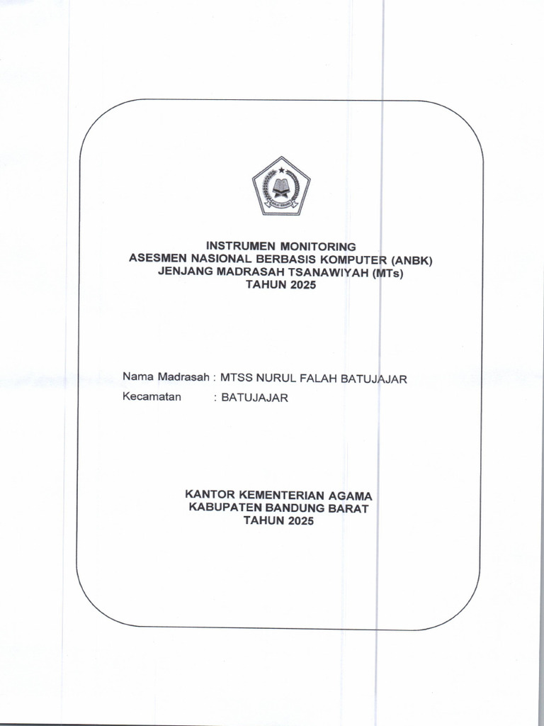 Instrumen Monev Anbk 2025 Mtss Nurul Falah | PDF