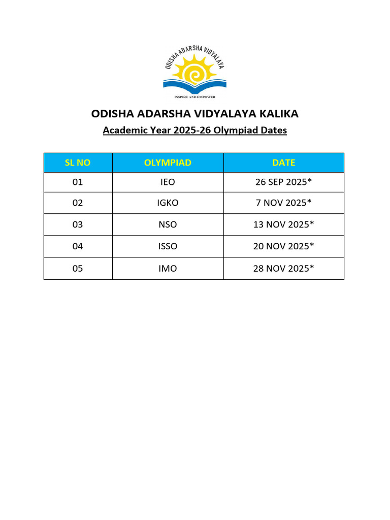 Sof Olympiad Exam Date 2025 26 | PDF