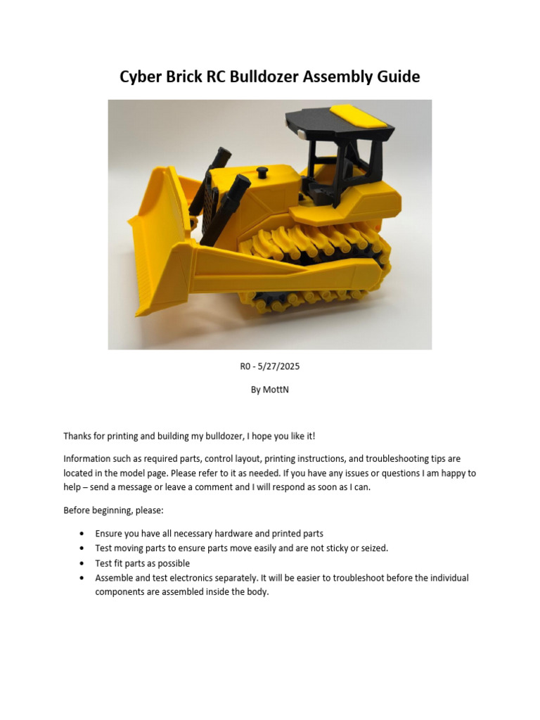 Cyber Brick RC Bulldozer Guide | PDF | Gear | Axle