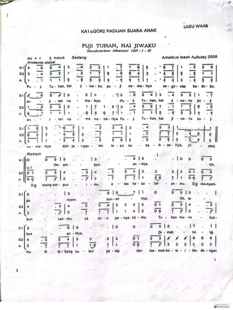 Puji Tuhan, Hai Jiwaku (PSA) | PDF