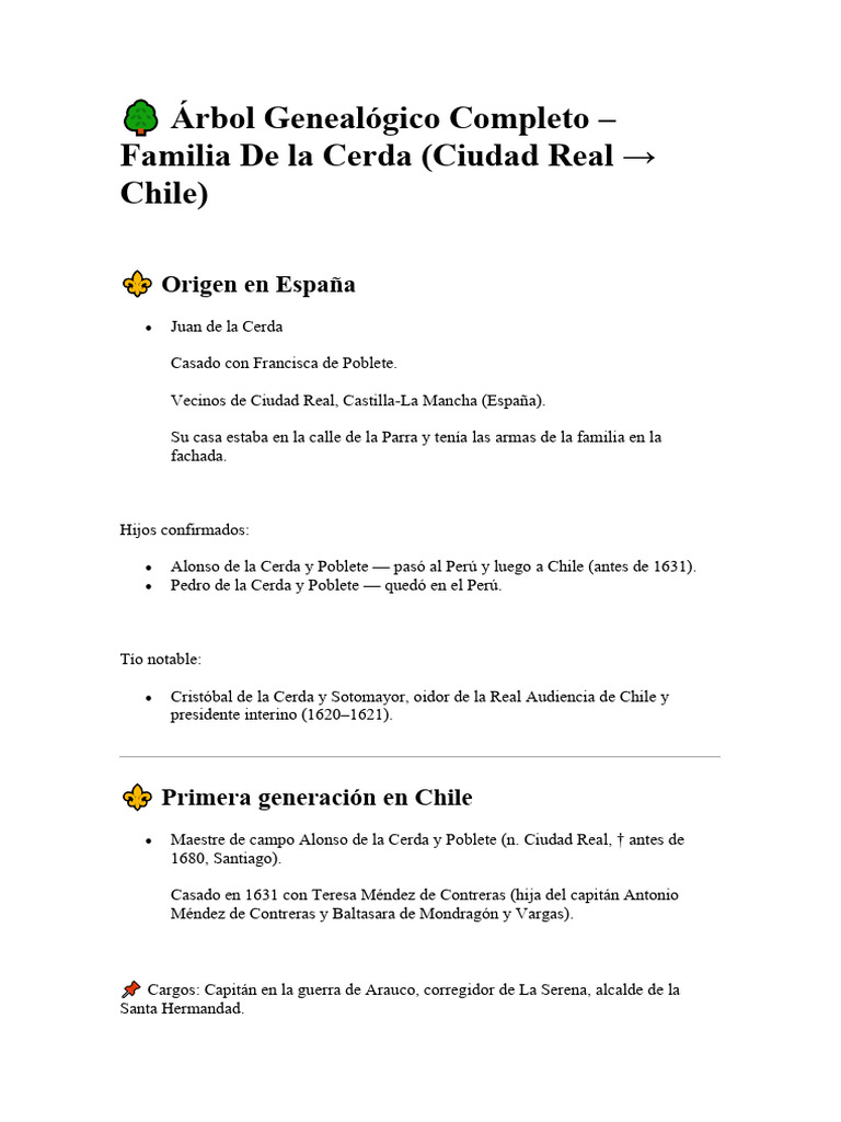 Árbol de La Cerda | PDF | Colonización española de las Américas ...