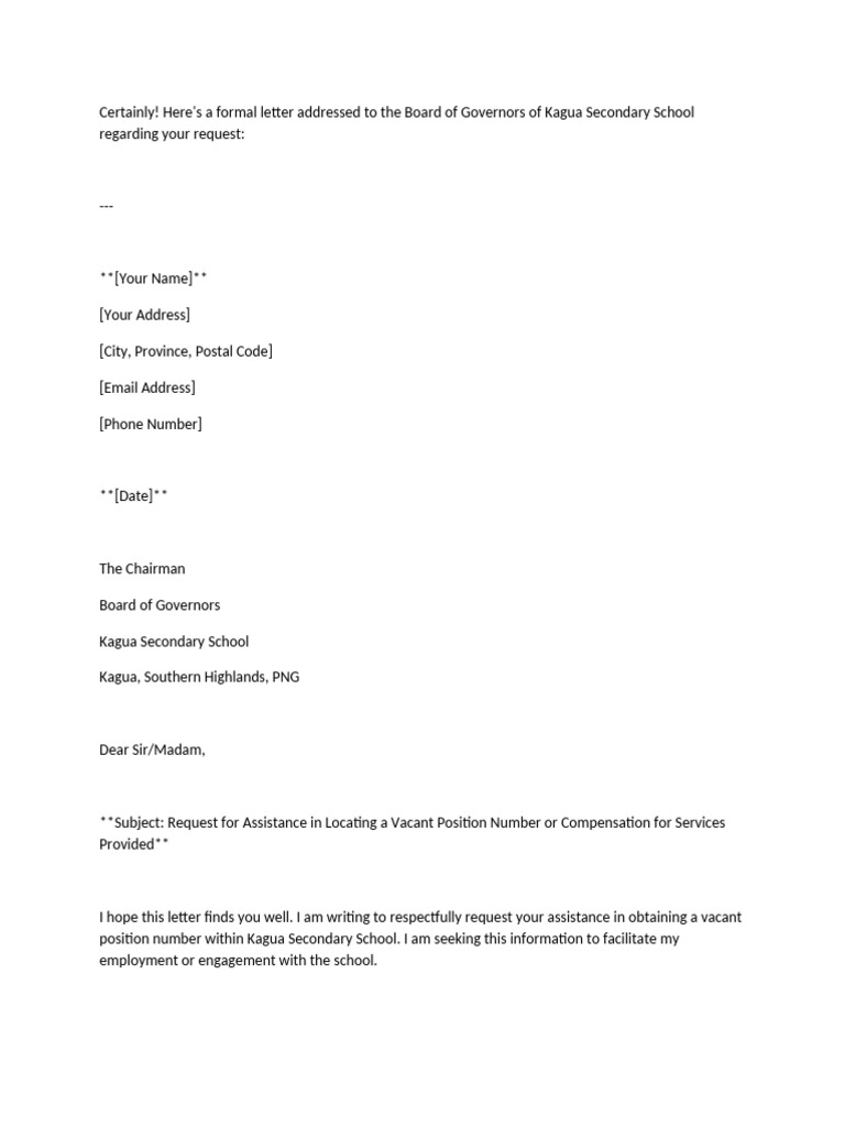 Letter To Board of Governors | PDF