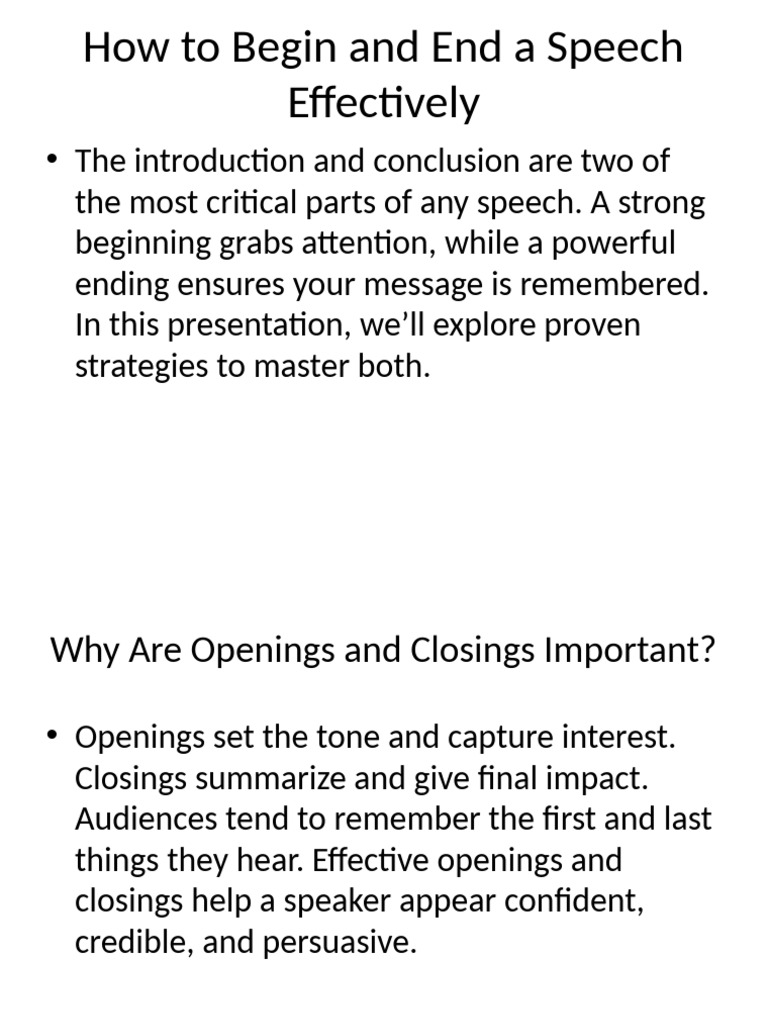 Mastering Speech Openings and Closings | PDF | Human Communication ...