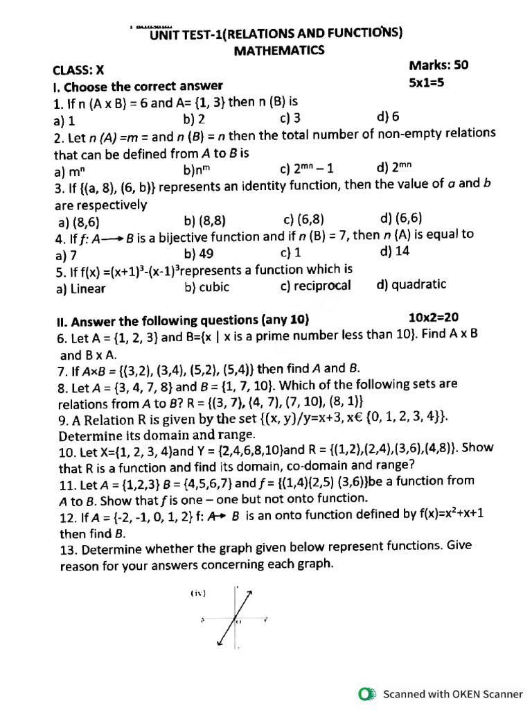 10th Matric Unit Test 1 | PDF