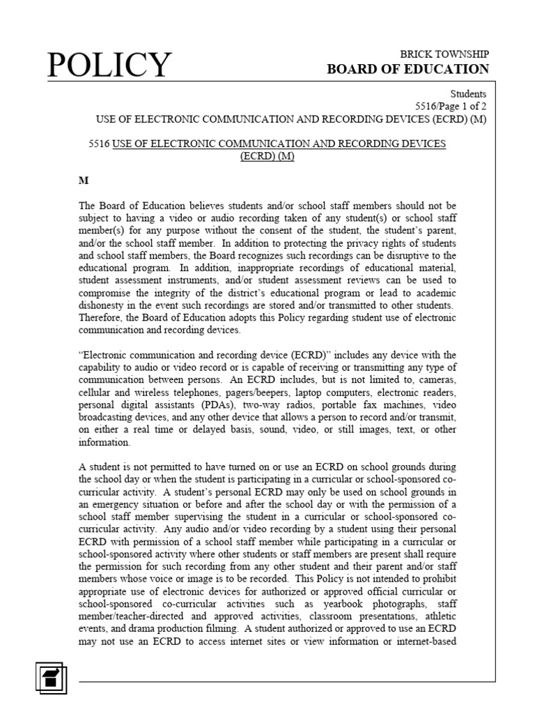Student Use of Electronic Devices Policy | PDF | Telecommunications ...
