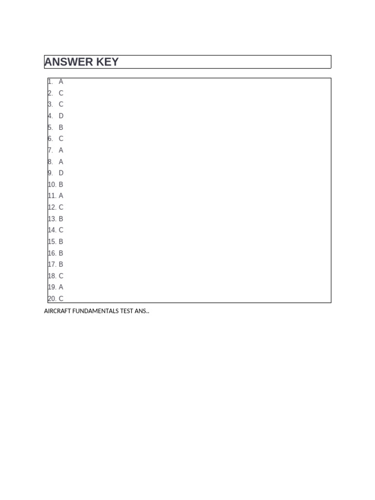 Answer Key For Principles of Flight Assessment | PDF