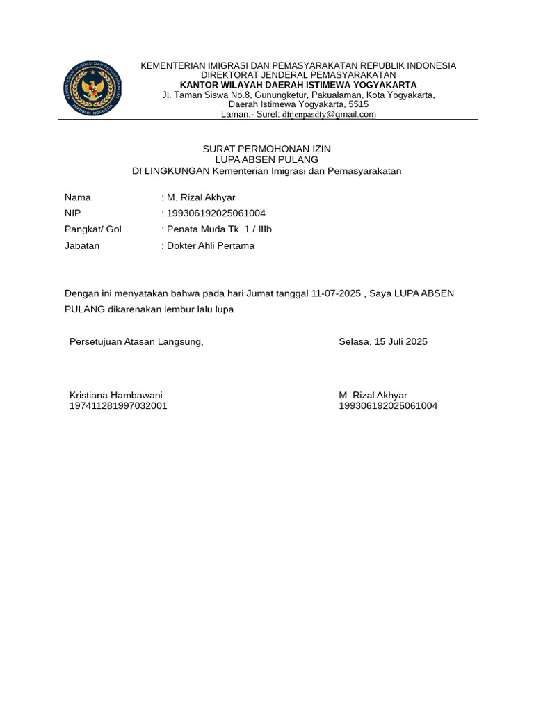 m Rizal Akhyar- Formulir Permohonan Ijin, 11 Juli 2025 | PDF