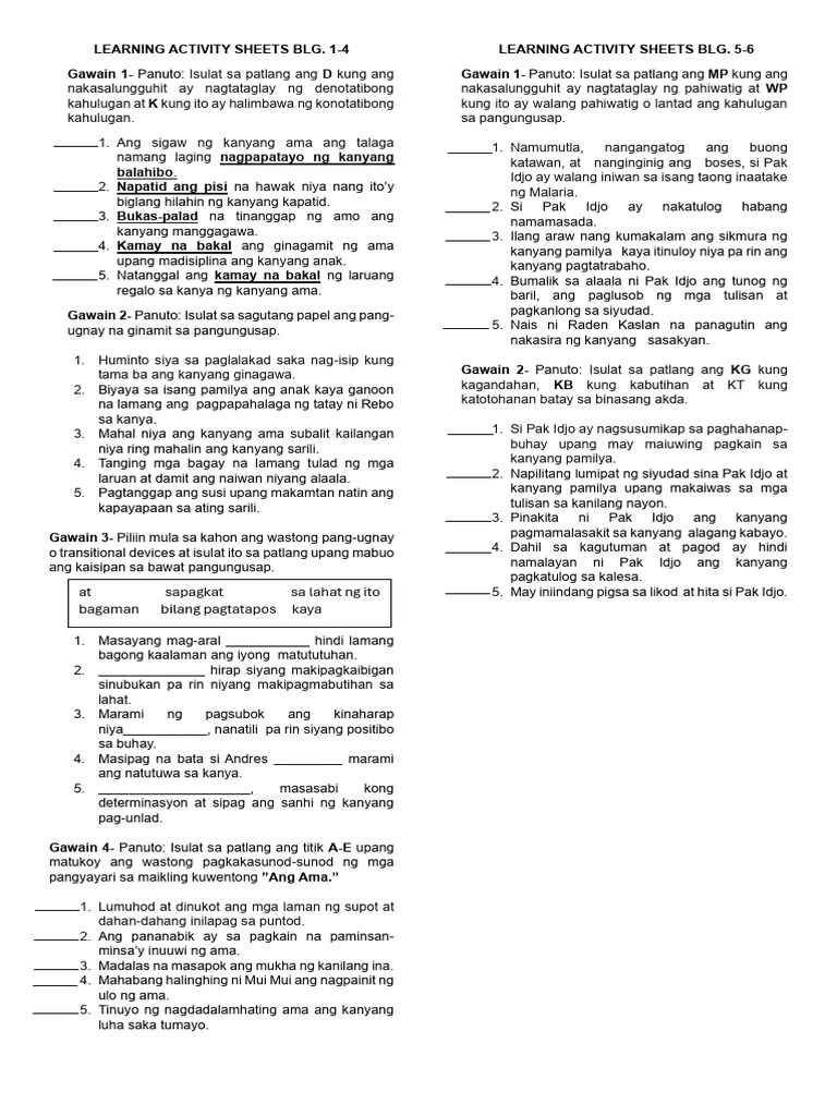 Learning Activity Sheets Remediation | PDF