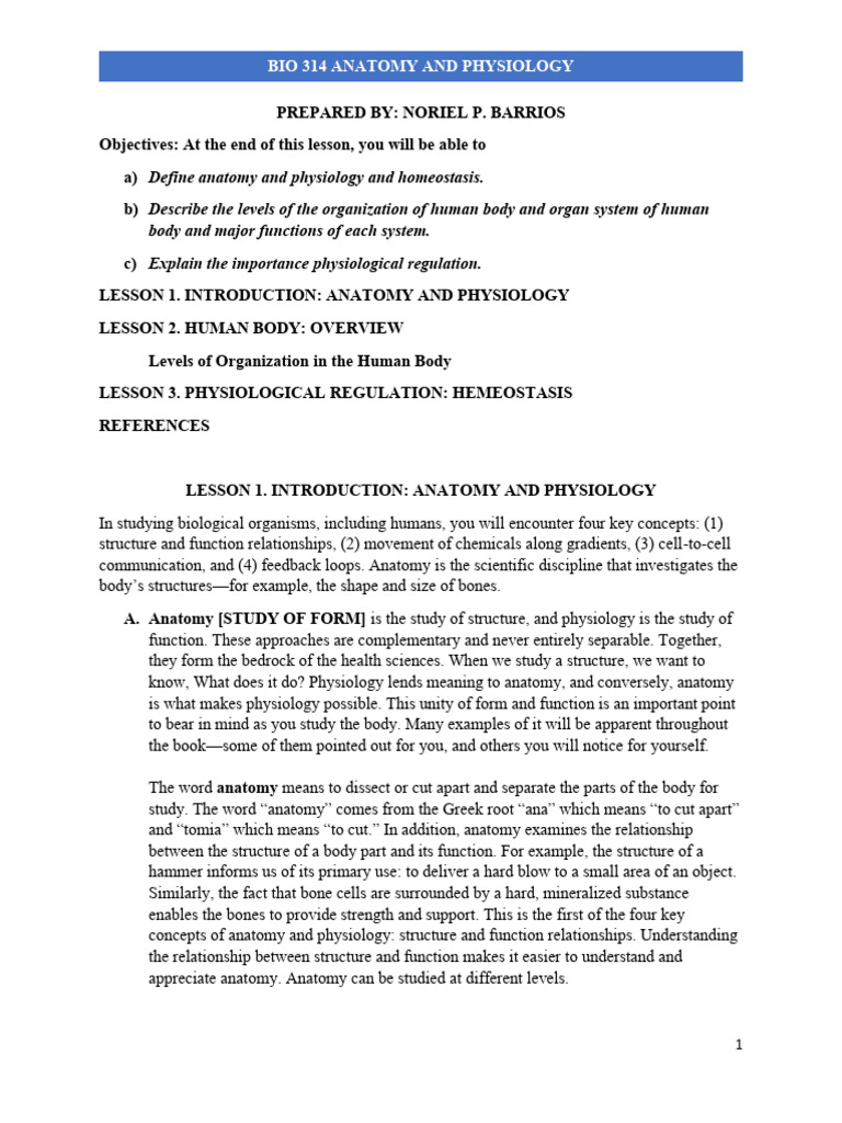 Bio 314 Anatomy and Physiology 123 125753 | PDF | Homeostasis | Human Body