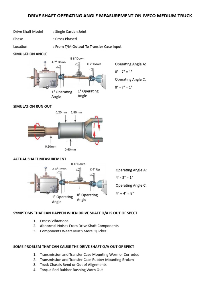 Drive Shaft Operating Angle Measurement On Iveco Medium Truck | PDF