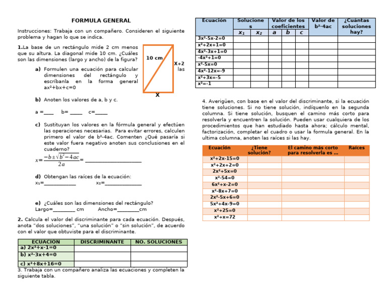 Dimensiones de un Rectángulo: Problemas y Soluciones | PDF | Ecuaciones ...