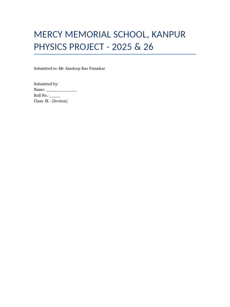Class IX Physics Project Complete | PDF | Pendulum | Mirror