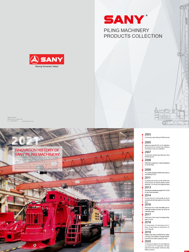SANY Piling Machinery Product Overview | PDF | Drilling | Engines