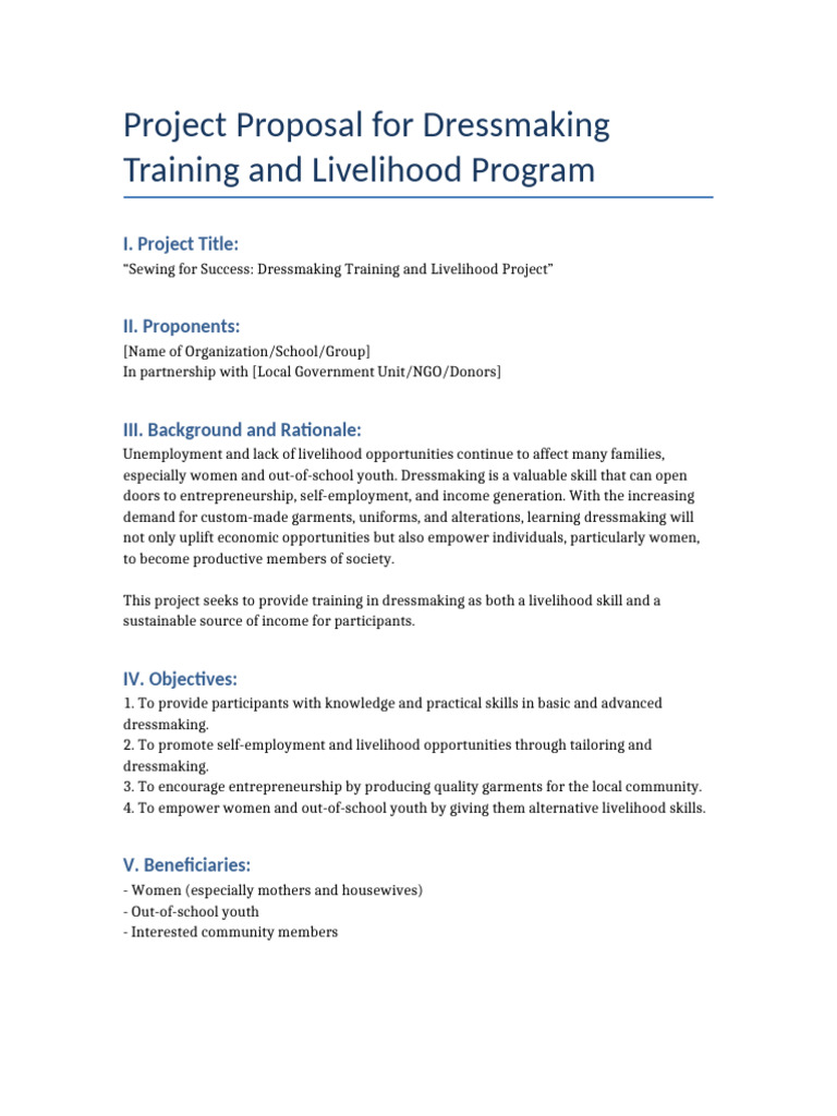 Dressmaking Training for Women's Livelihood | PDF | Sewing | Sewing Machine