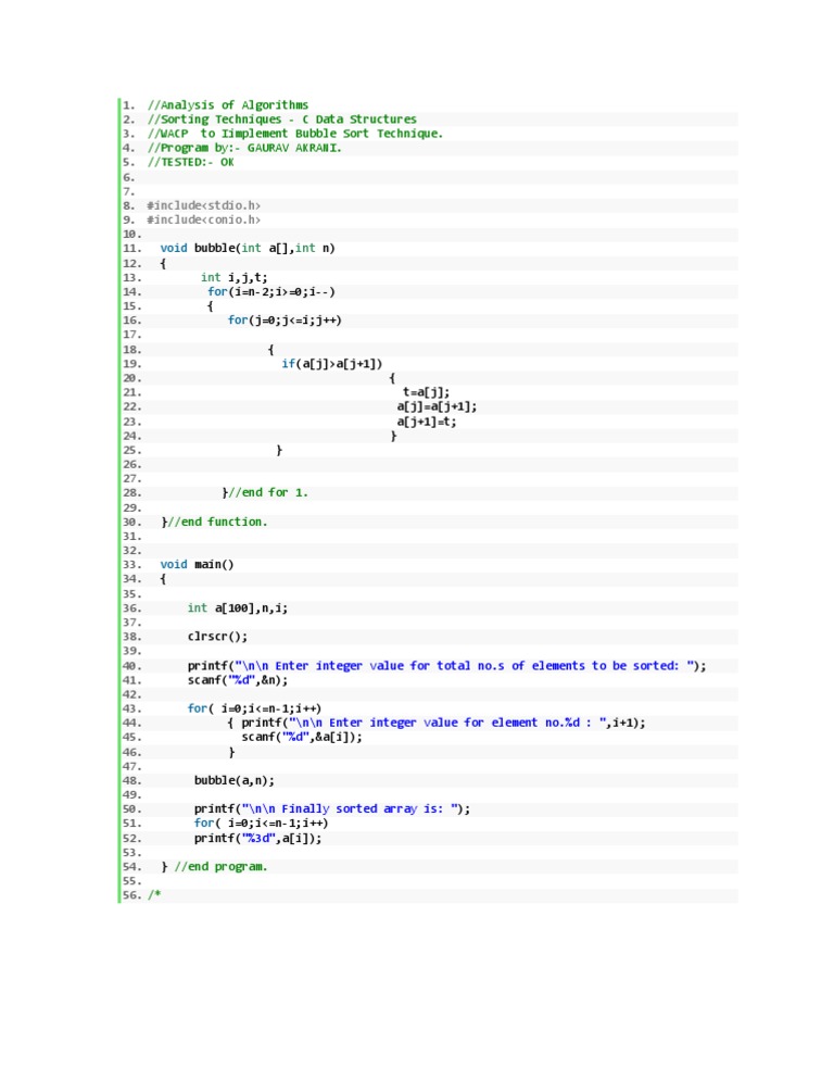 C Programmers: Bubble Sort Guide | PDF