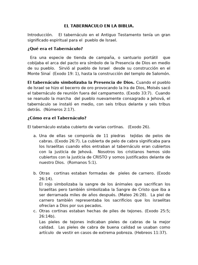 El Tabernáculo y su Significado Bíblico | PDF