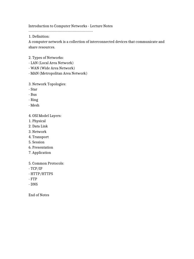 Computer Networks Notes | PDF