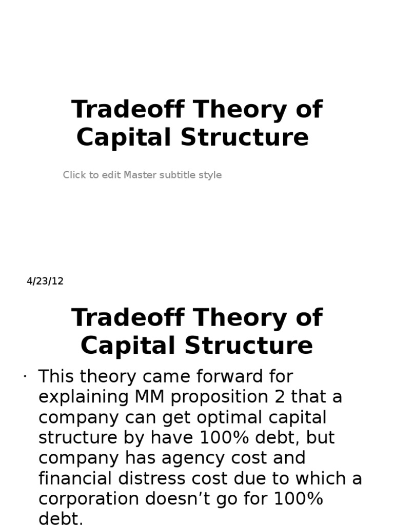 Tradeoff Theory of Capital Structure | PDF | Capital Structure ...