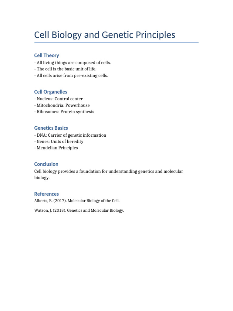 Cell Biology Detailed | PDF