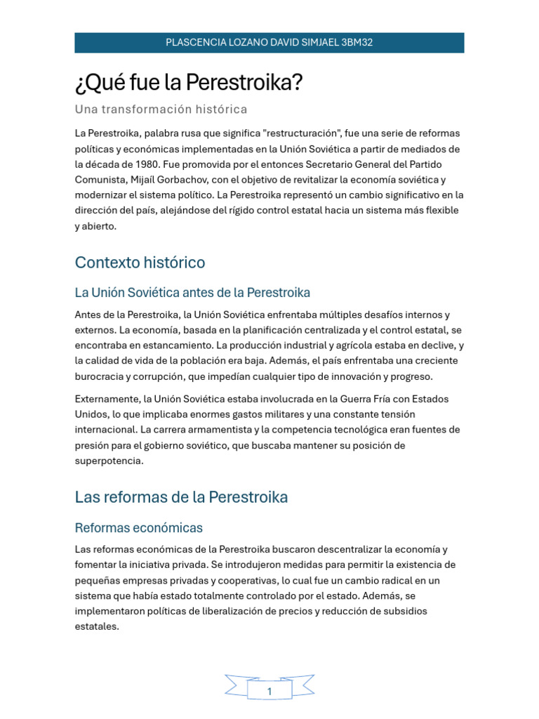 Qué Fue La Perestroika DSPL 3BM32 | PDF | Unión Soviética | Política ...