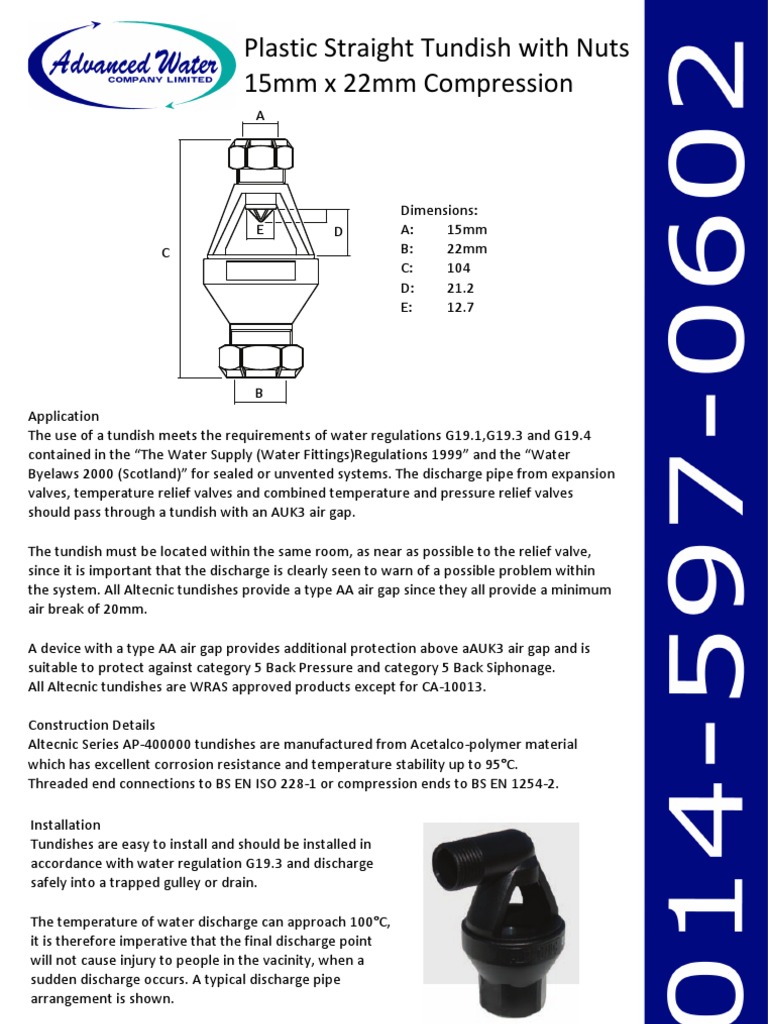 15mm X 22mm - Plastic Straight Tundish With Plastic Nuts | PDF | Pipe ...