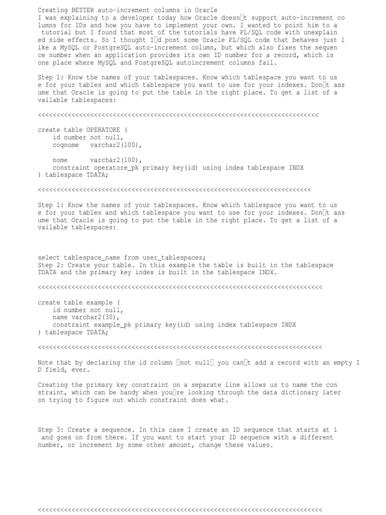 Creating BETTER Auto-Increment Columns in Oracle | PDF | Computer ...