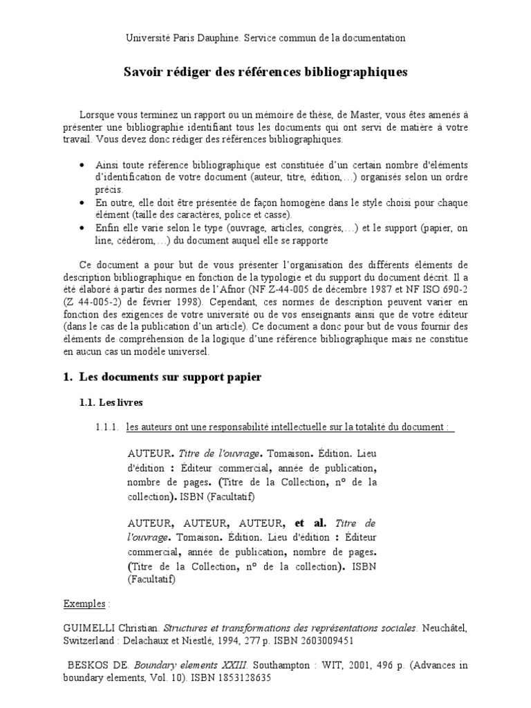 Savoir Rediger Des References Bibliographiques Editer Une These | PDF