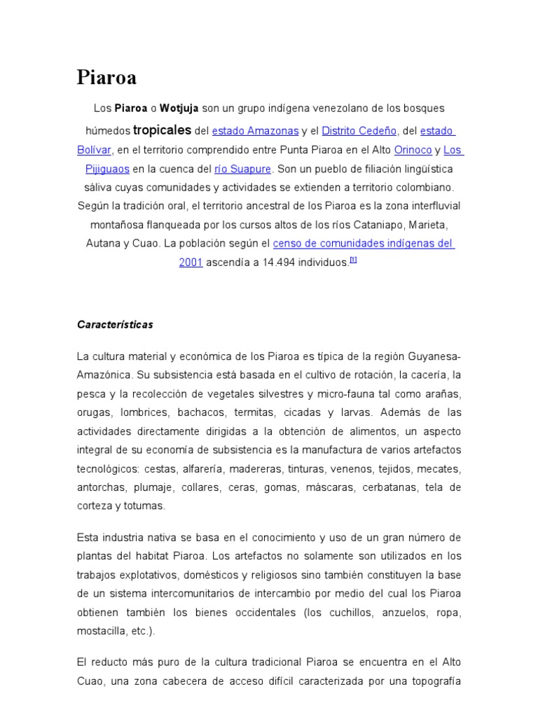 Cultura y Sociedad de los Piaroa | PDF | Etnicidad | Pueblos Indígenas ...