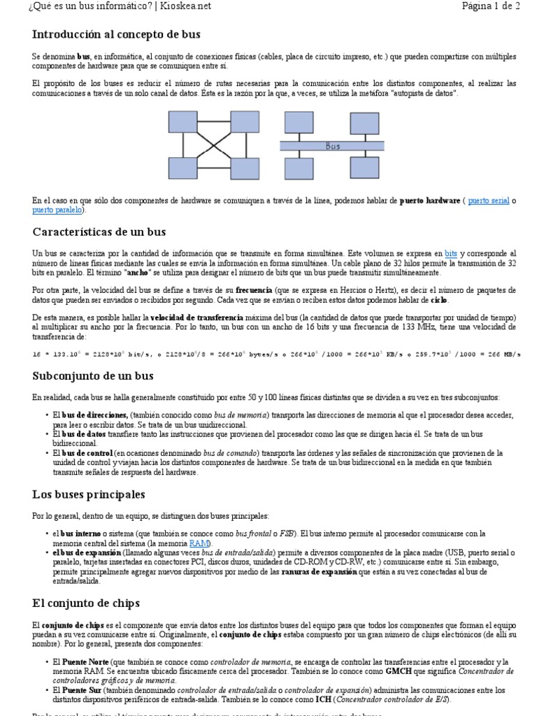 Introduccion Al Concepto de Bus | PDF | Equipo de oficina ...