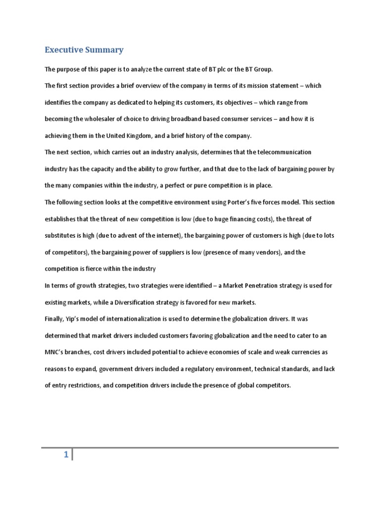 BT Group | PDF | Competition | Strategic Management