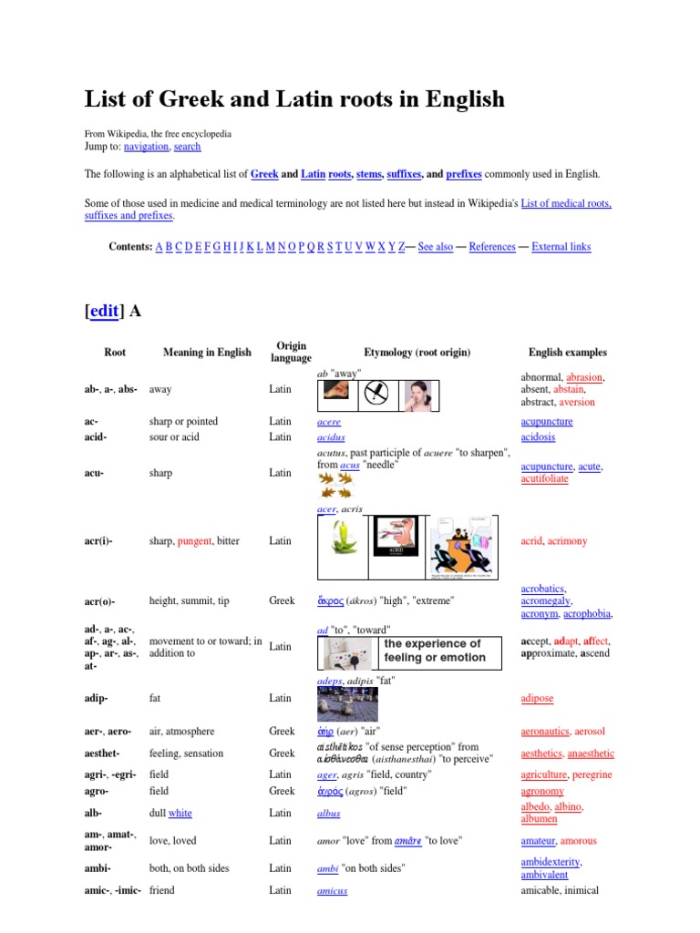 List of Latin Roots | PDF | Languages | Nature