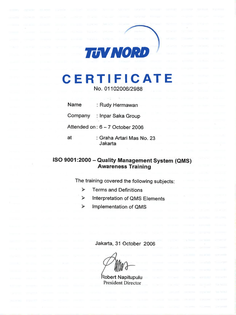 Tuv Certificate 2 | PDF