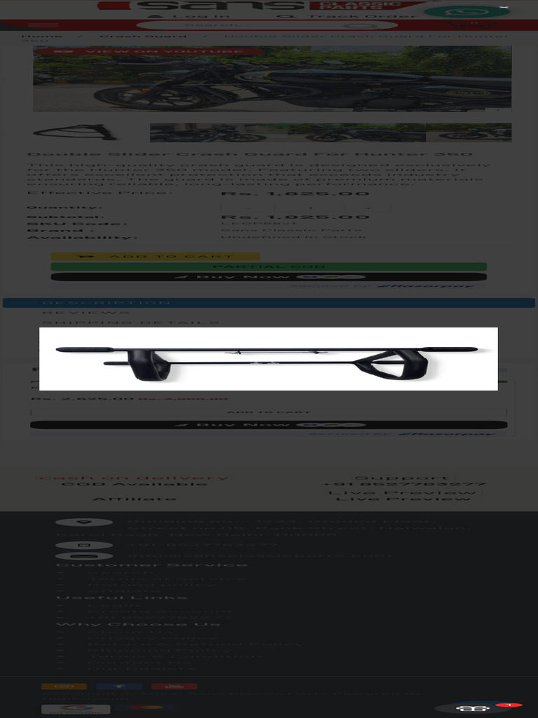 Double Slider Crash Guard For Hunter 350 - Sans Classic Parts | PDF ...