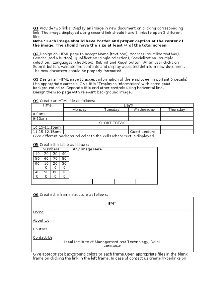 Assignment Html Pdf Hyperlink Web Page