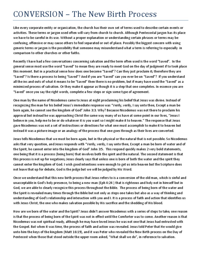 Conversion - New Birth Process | PDF | Born Again | Baptism
